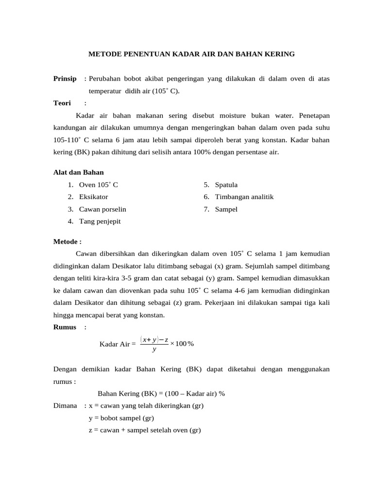 SOP ANALISA PROKSIMAT-Lab Nut | PDF