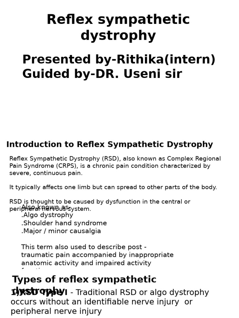 Reflex Sympathetic Dystrophy | PDF | Pain | Medical Specialties