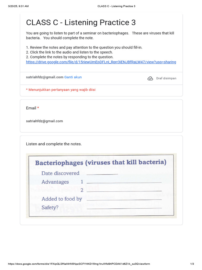 CLASS C - Listening Practice 3 | PDF | Biological Evolution | Microbiology