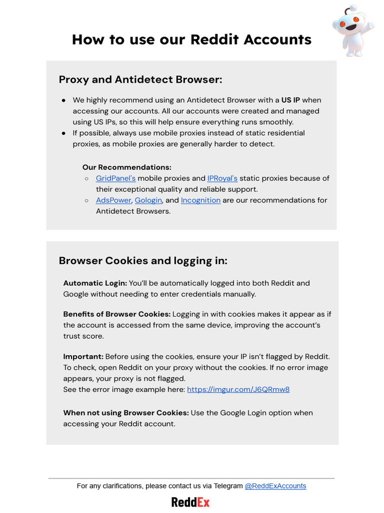 How To Use Our Reddit Accounts | PDF | Http Cookie | Proxy Server