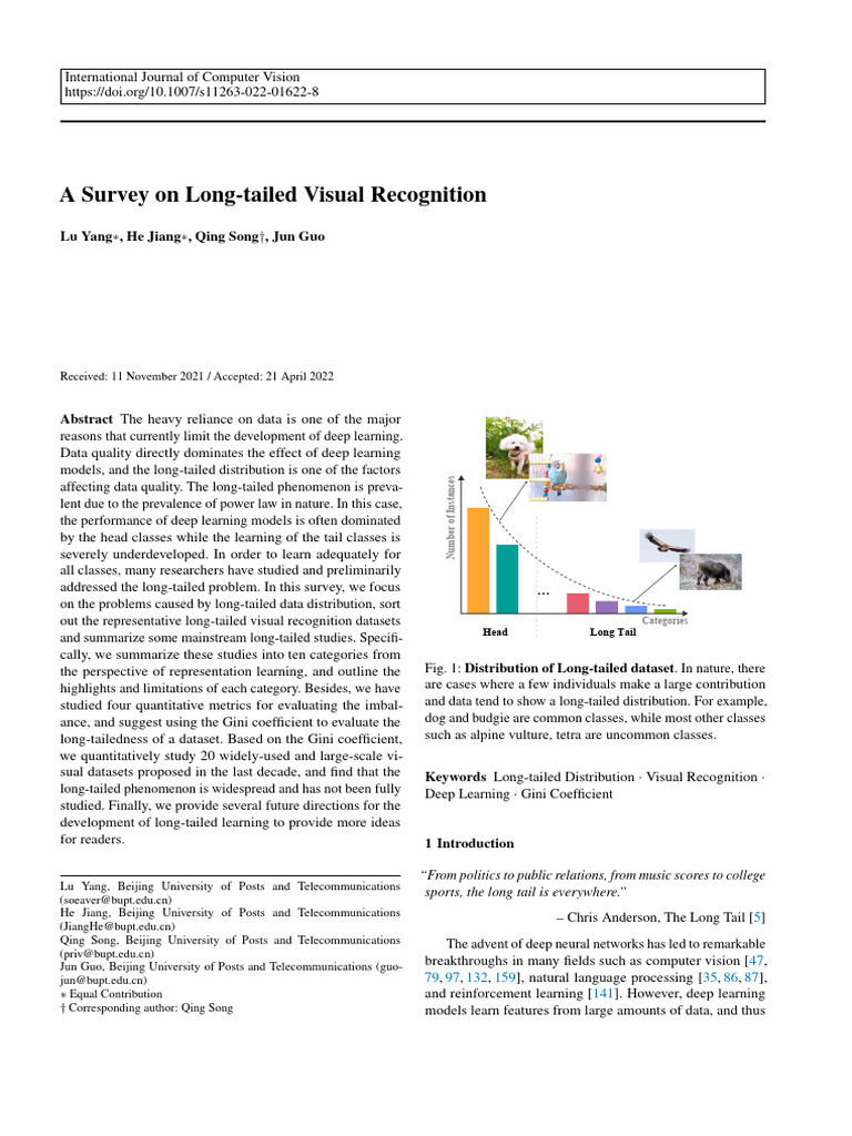 Long-tailed Visual Recognition Survey | PDF | Deep Learning | Statistics