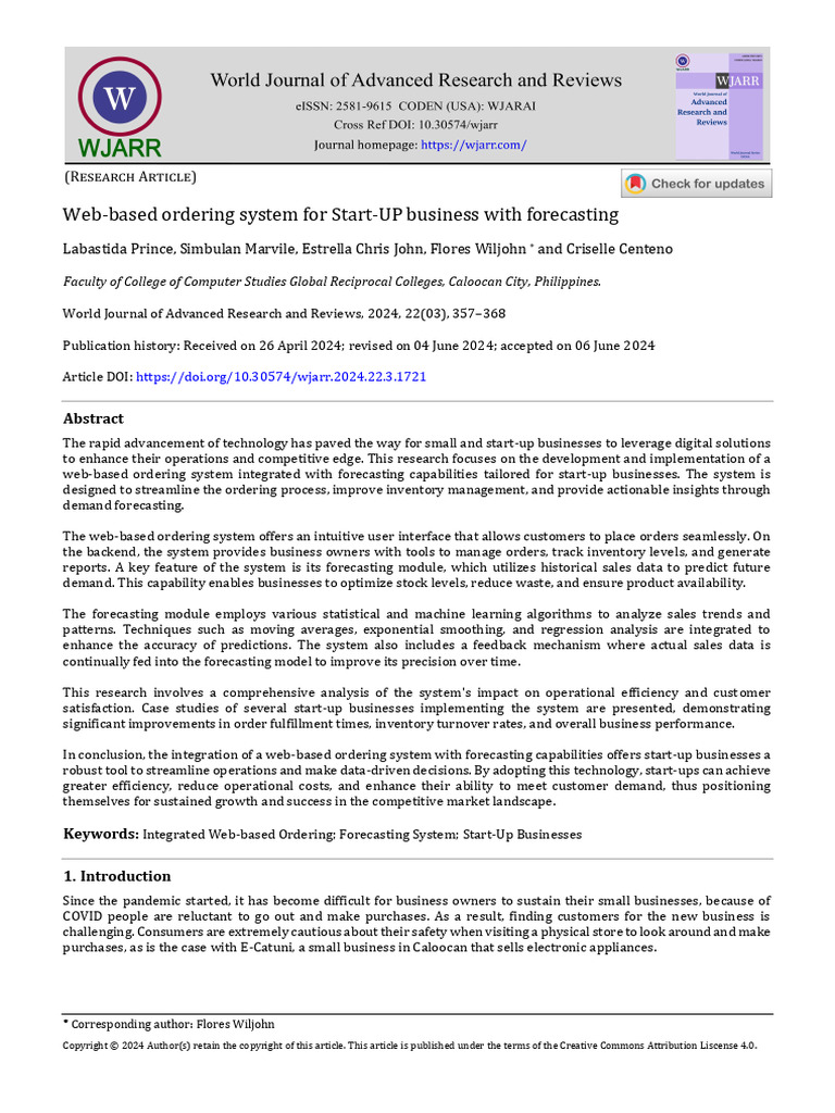 Web-Based Ordering System for Start-Ups | PDF | Software Development ...