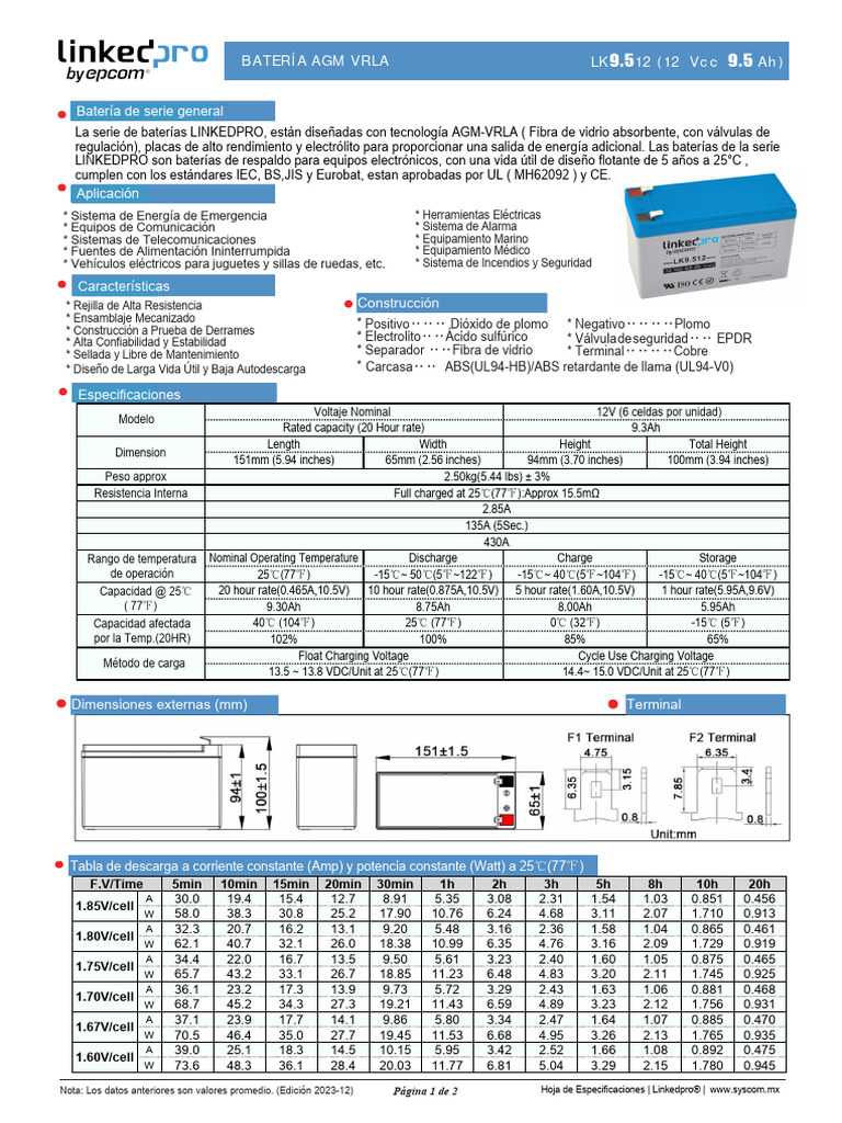 LK9.512 Especificaciones Tecnicas | PDF | Poder (Física) | Materiales