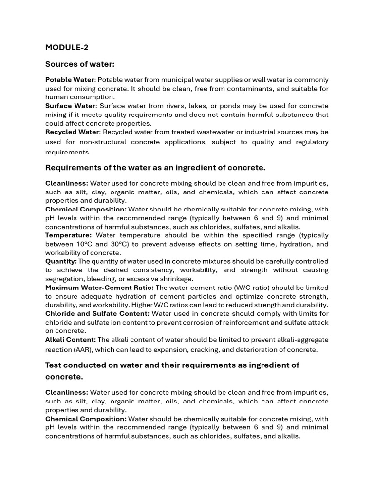 Module-2 Part-1 | PDF | Concrete | Water