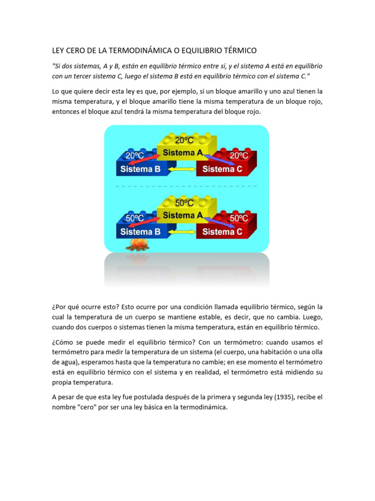 Ley Cero y Primera Ley de La Termodinamica | PDF | Calor | Termodinámica
