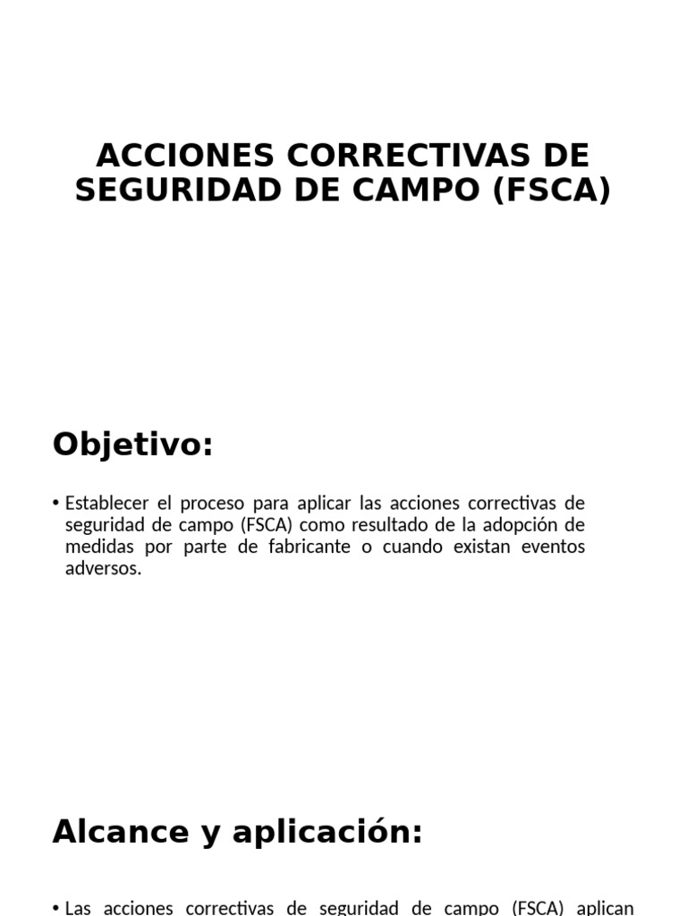Acciones Correctivas de Seguridad de Campo (FSCA) | PDF