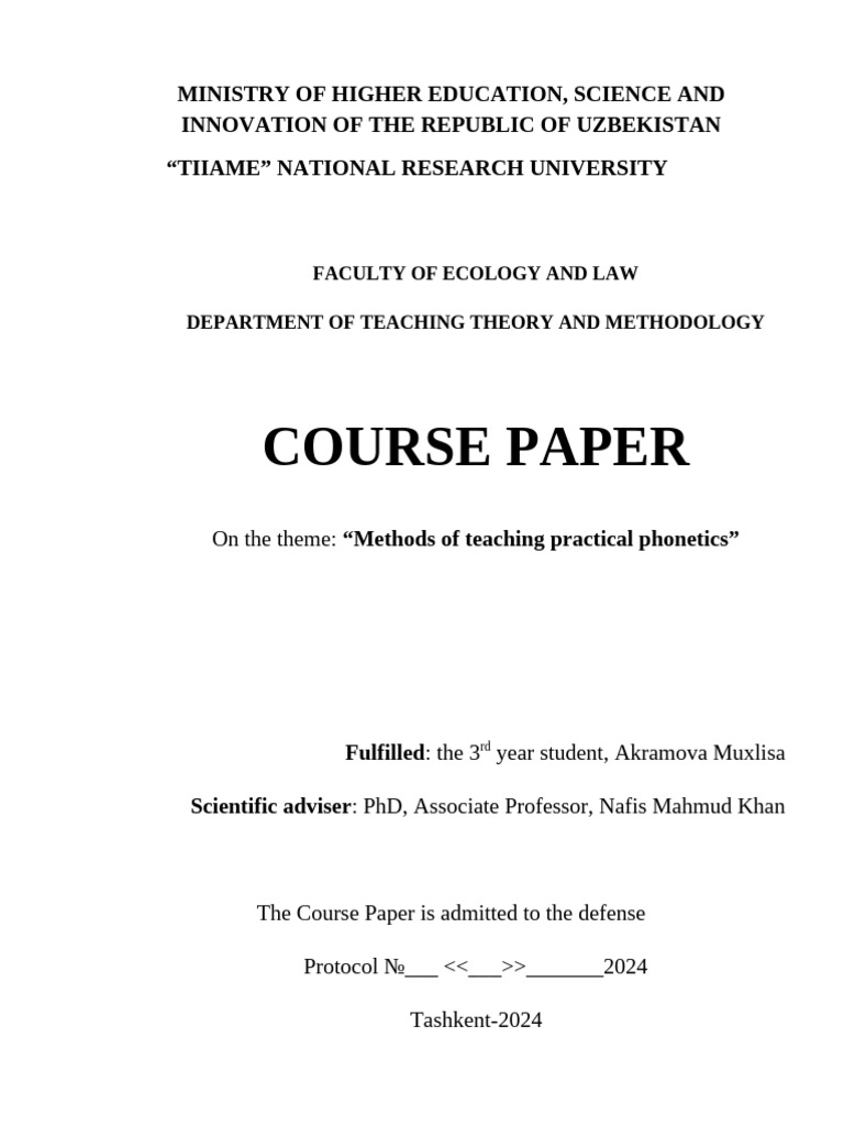 Methods of Teaching Practical Phonetics by Akramova | PDF | English Language | Phonetics