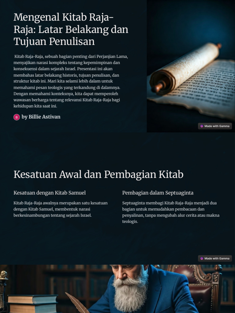 Mengenal Kitab Raja Raja Latar Belakang Dan Tujuan Penulisan | PDF