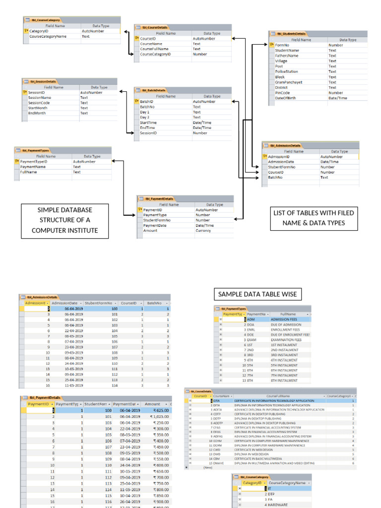 Database Structure and Sample Data Guide | PDF