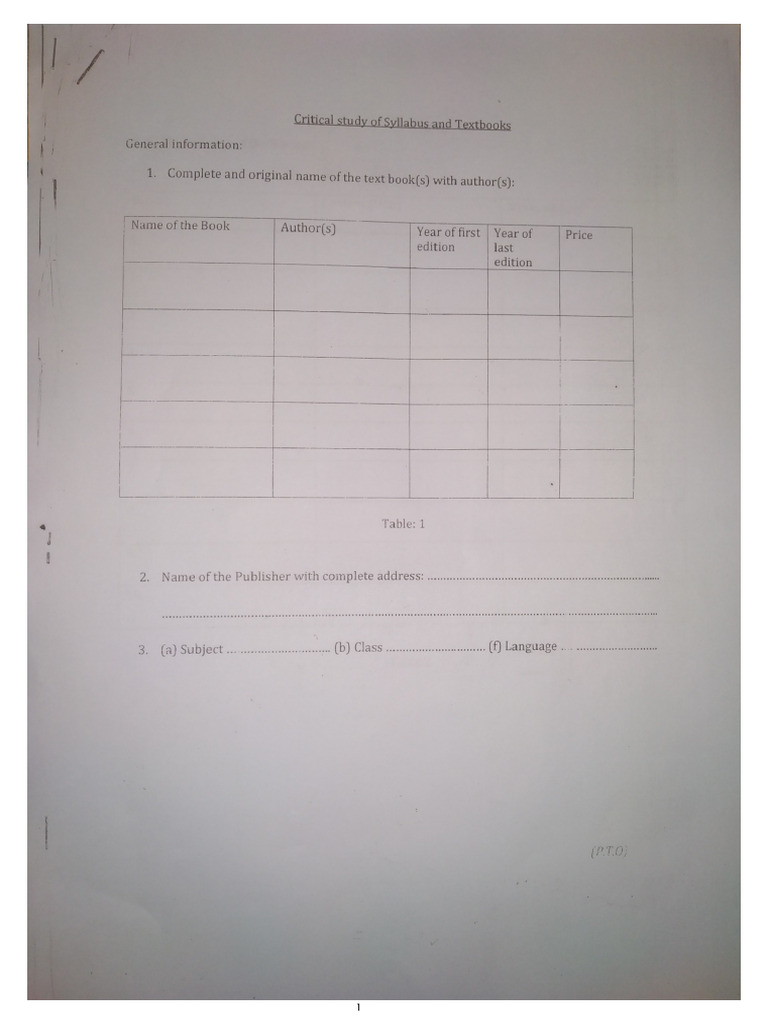 Syllabus and Textbook Analysis | PDF