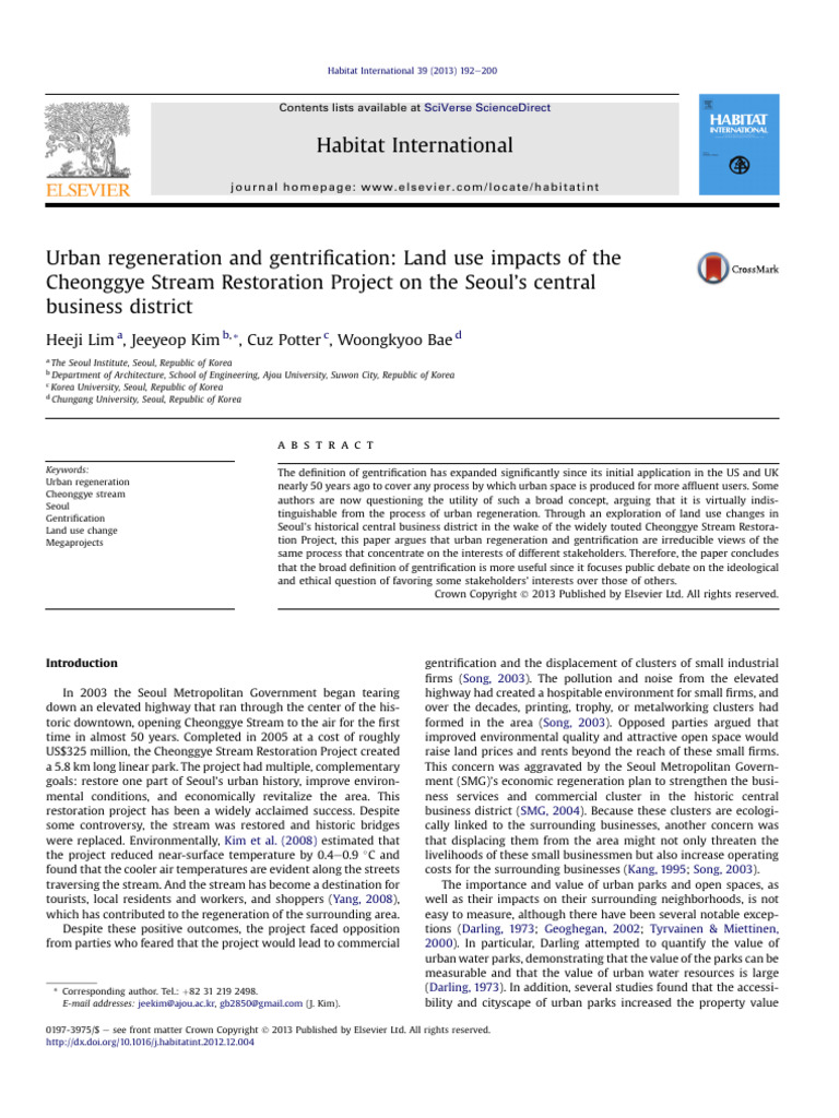 Cheong Gyae Cheong Stream UR Seoul | PDF | Urban Renewal | Seoul