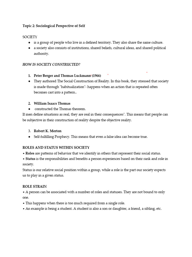 Topic 2- Sociological Perspective of Self | PDF | Socialization | Morality