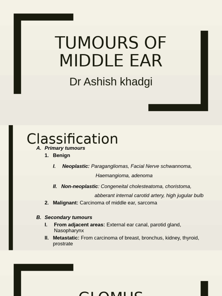 Tumours of Middle Ear, Accoustic Neuroma | PDF | Human Anatomy ...