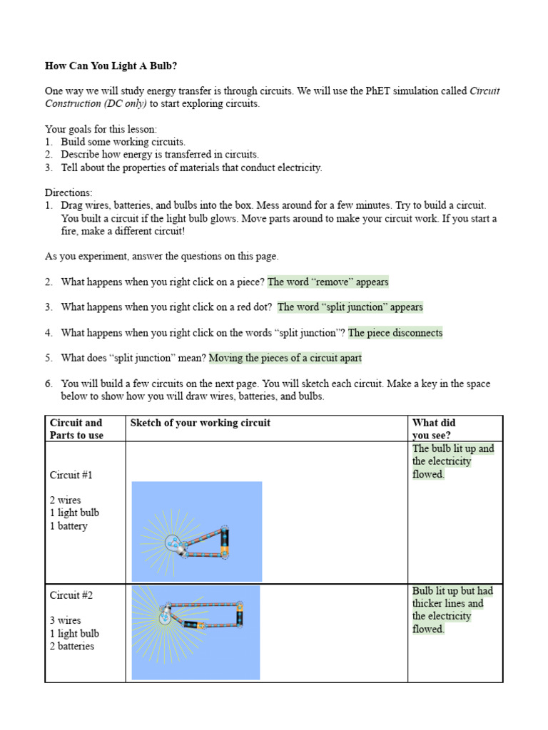 How Can You Light A Bulb | PDF | Electricity | Electric Current