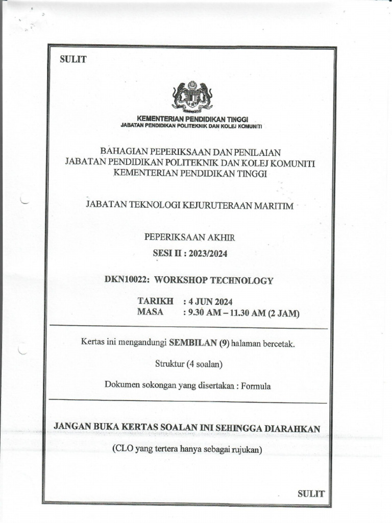 Dkn10022 Workshop Technolody | PDF