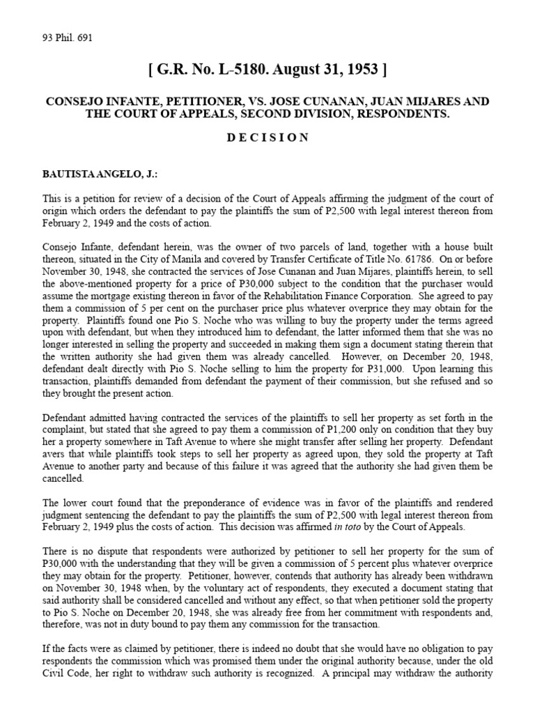 129 Infante v. Cunanan, 93 Phil. 691 | PDF | Complaint | Pleading