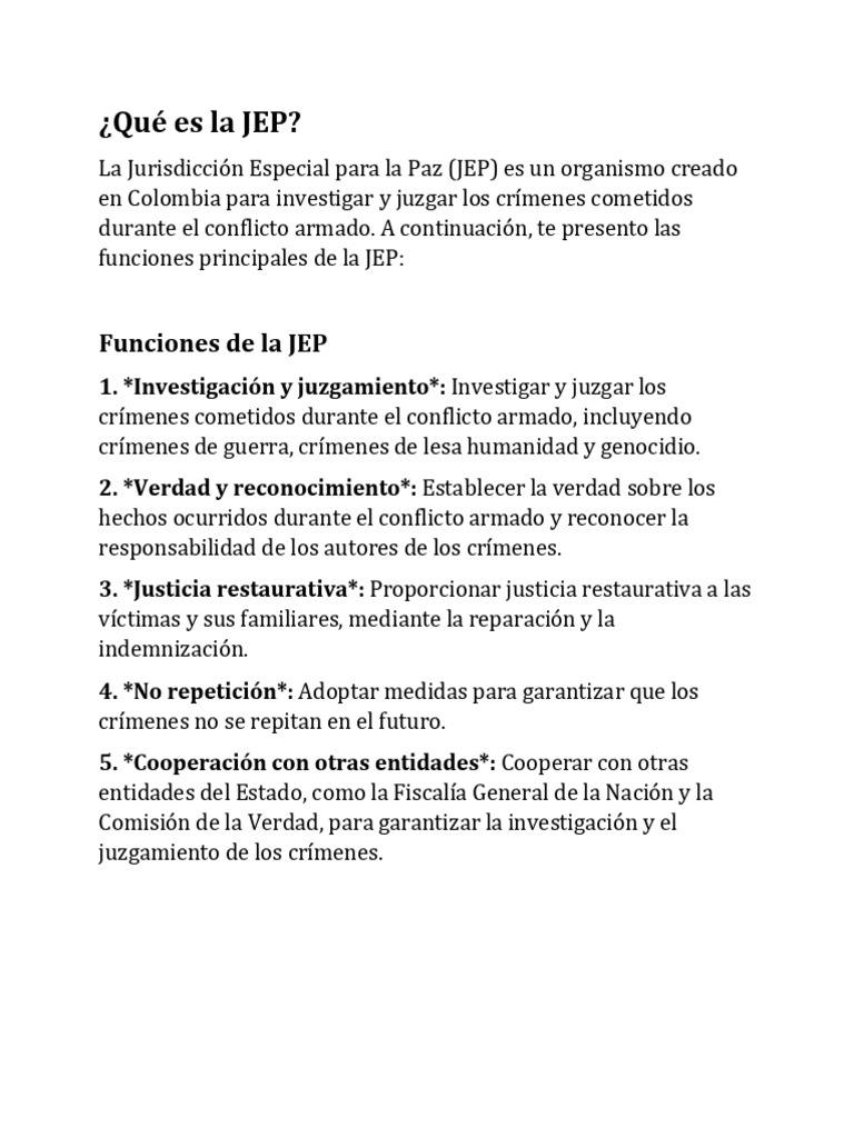 Qué Es La JEP | PDF