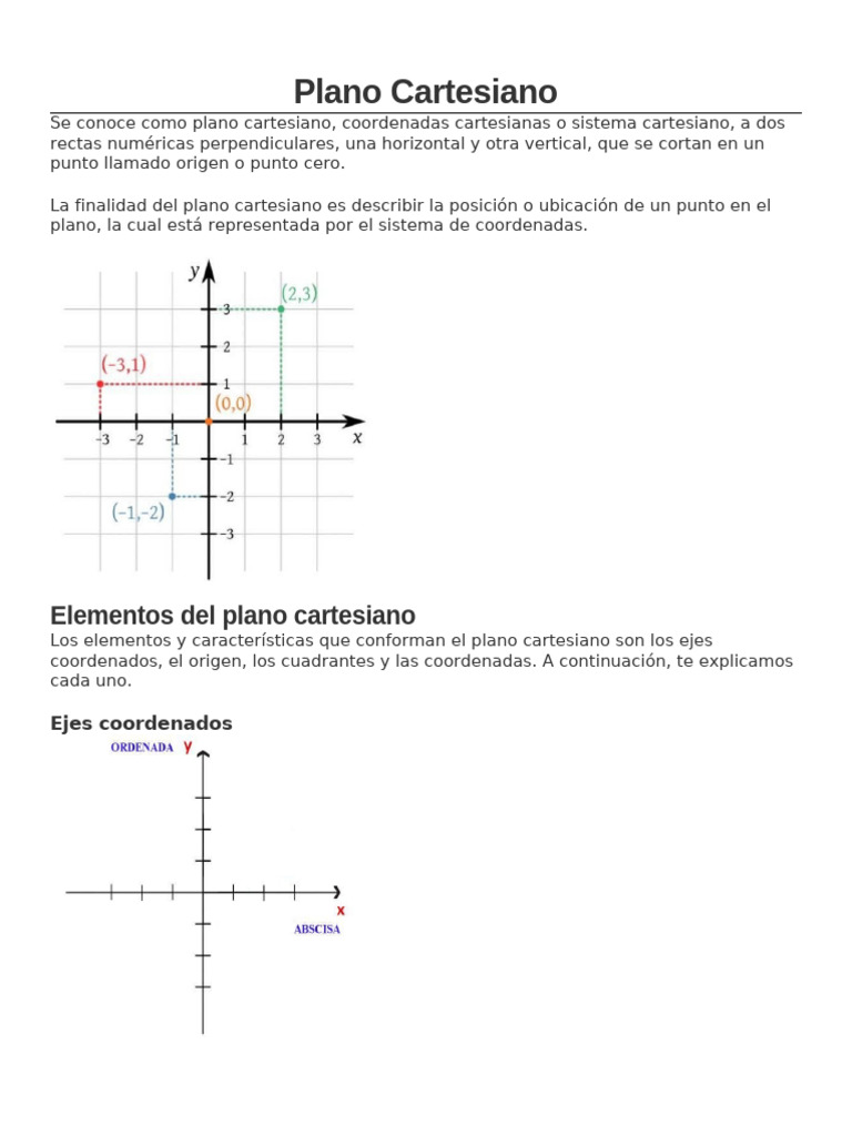 Eje vertical del plano cartesiano | PDF | Sistema de coordenadas ...