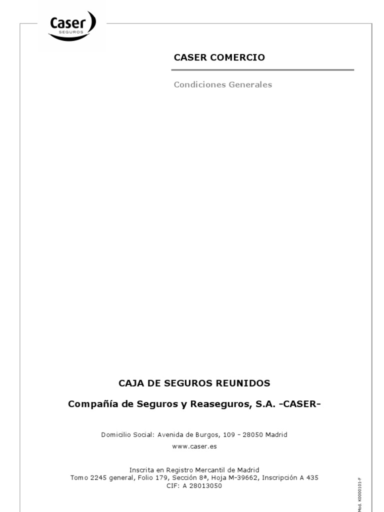 Condiciones Generales Caser Comercio | PDF | Póliza de seguros | Seguro