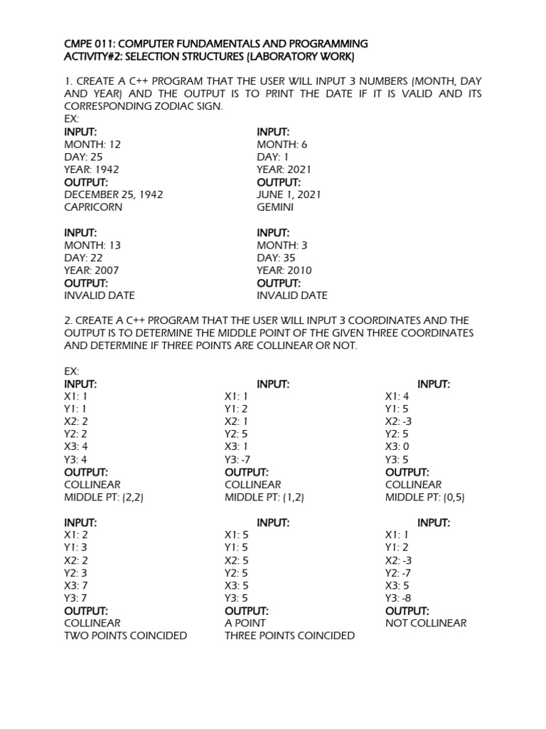 ACT2 Selection Structures | PDF