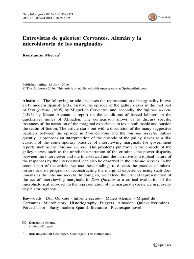 Entrevistas de Galeotes Cervantes, Alemán y Los Marginados | PDF | Don ...