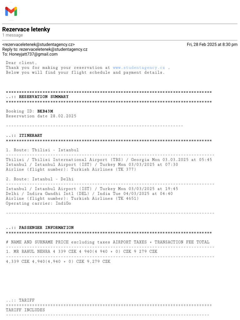 Gmail - Rezervace Letenky | PDF | Airport | Transport