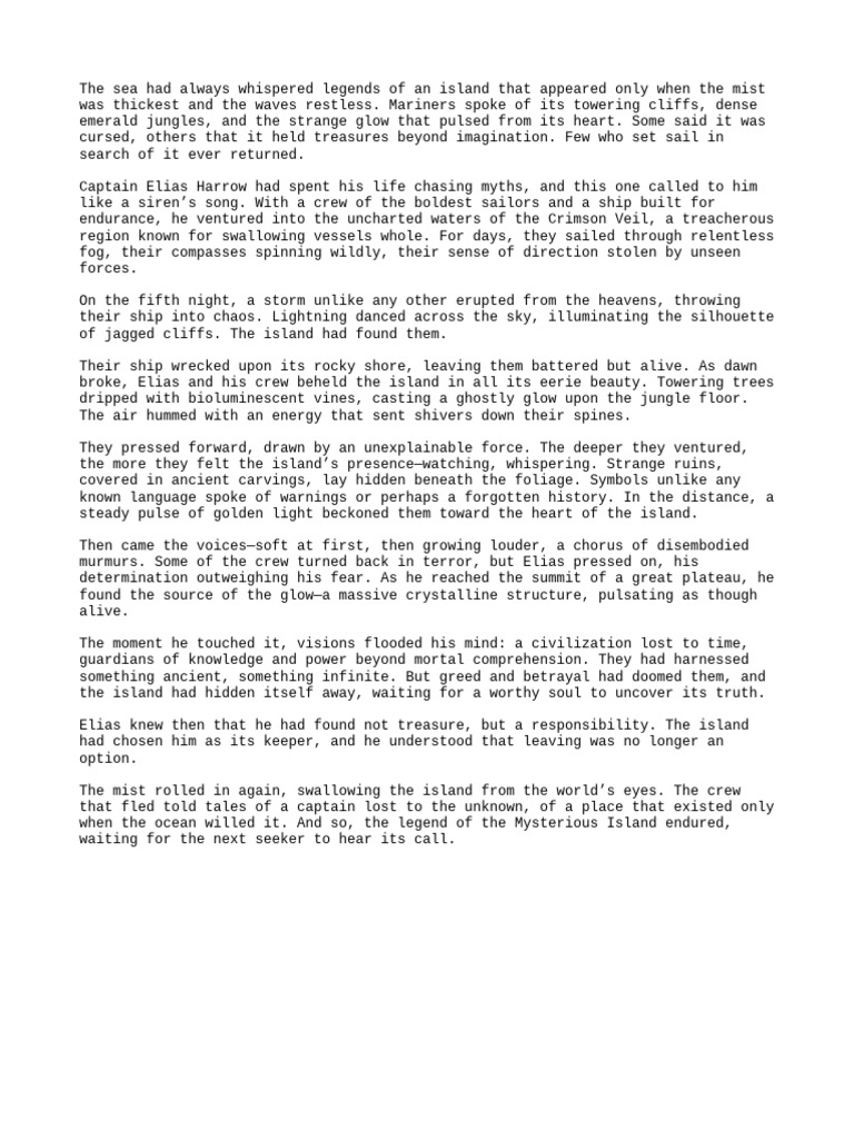 Mysterious Island Story | PDF
