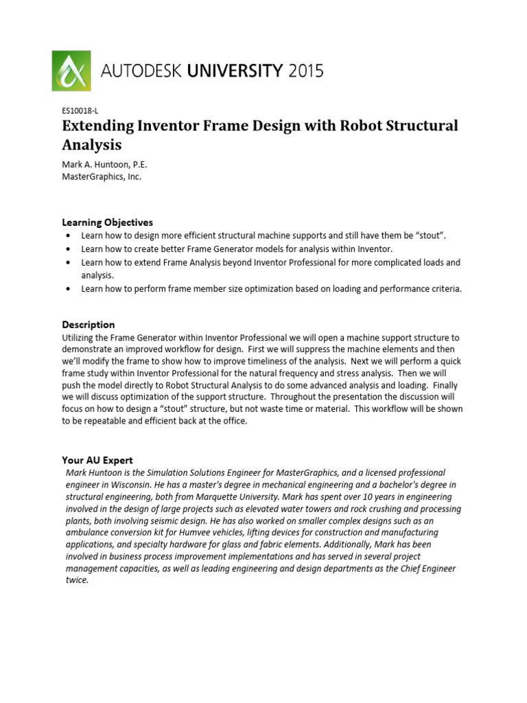 Extending Inventor Frame Design with Robot Structural Analysis | PDF ...