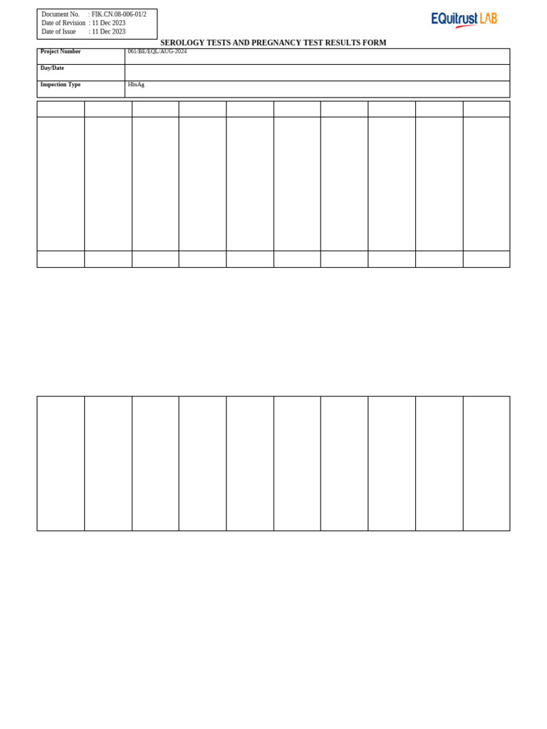 HbsAg - FIK - CN.08-006-01 - 2 Serology Tests and Pregnancy Test ...