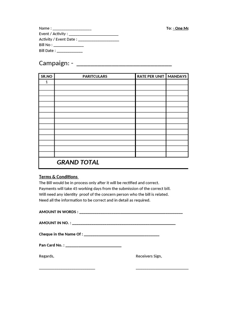 Manpower Billing Format Template | PDF