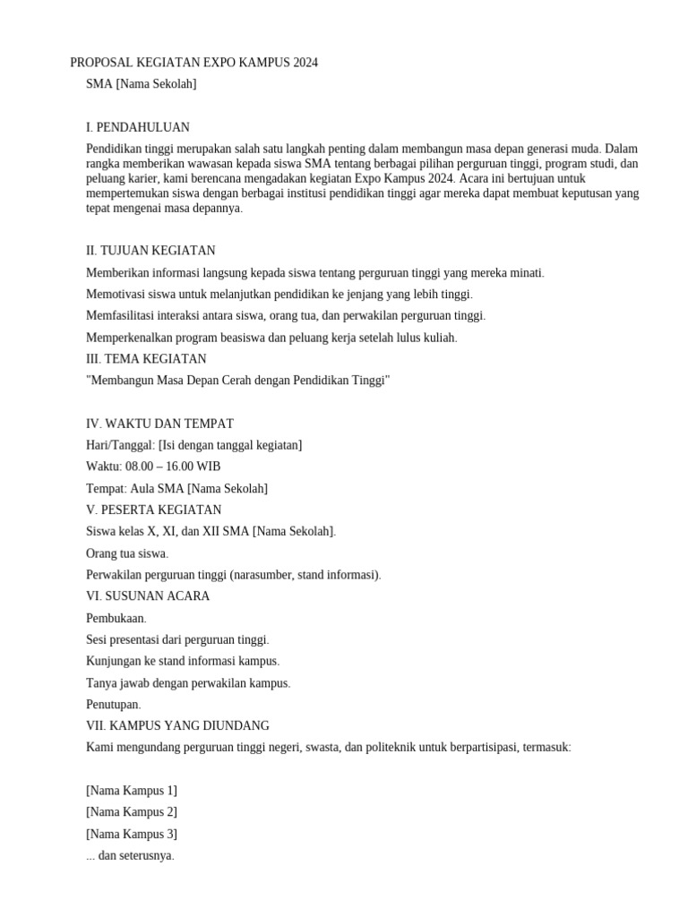 Proposal Expo Kampus | PDF