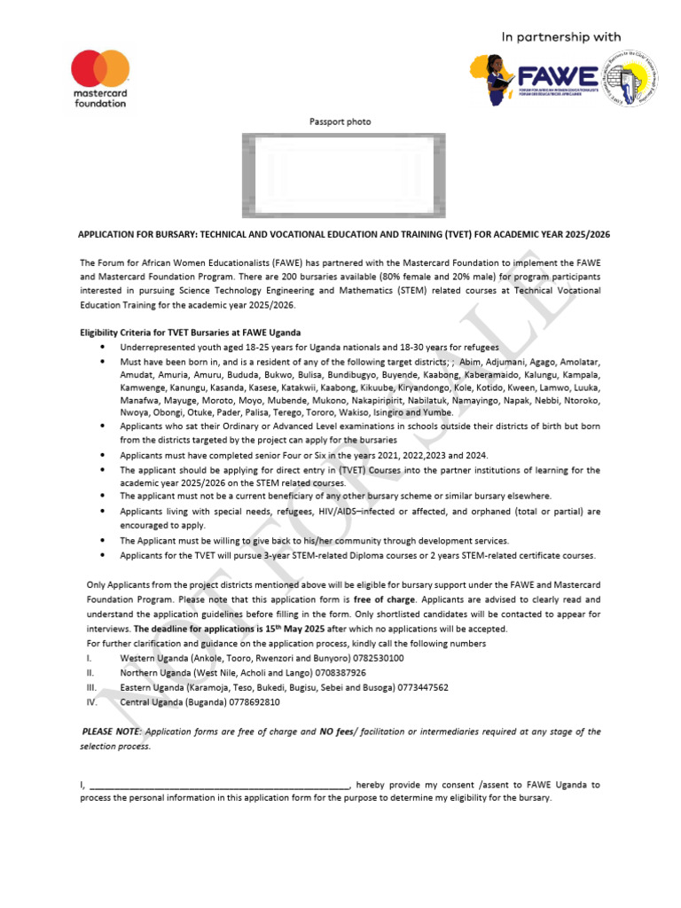 TVET Bursary Application 2025/2026 | PDF | Household | Internally ...