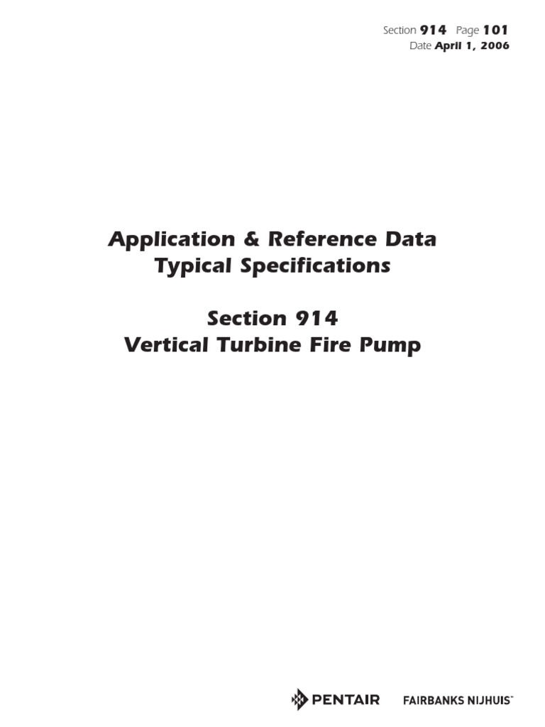Vertical Turbine Fire Pump Specifications | PDF