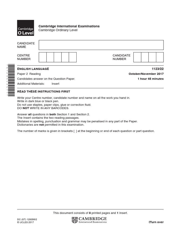 Ol Cambridge English Paper | PDF