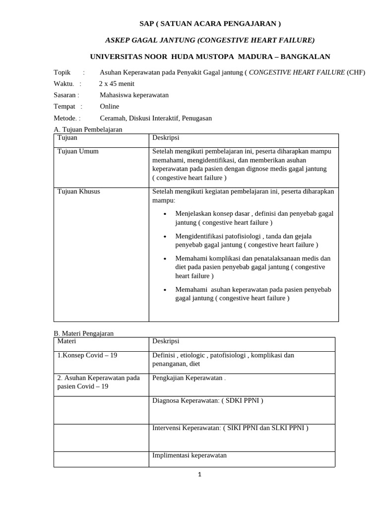 Sap Askep Congestive Heart Failure (Gagal Jantung) | PDF