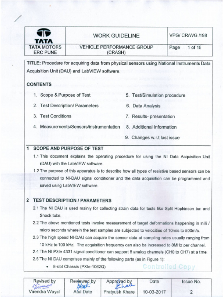 WG 198 Procedure For Acquiring Data From Physical Sensors Using National Instruments Data ...