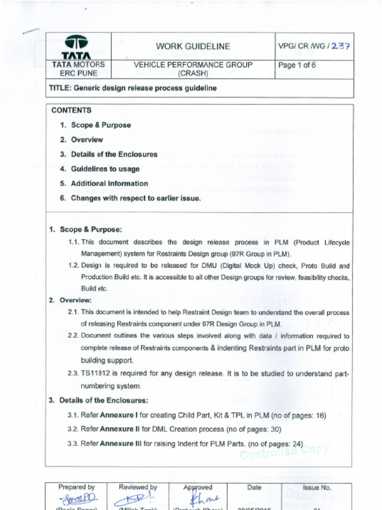 WG 237 Generic Design Release Process Guideline | PDF | Airbag
