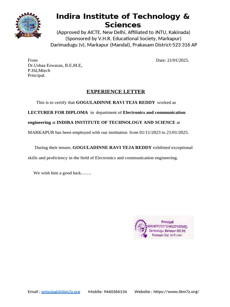 Experience Letter of Me | PDF