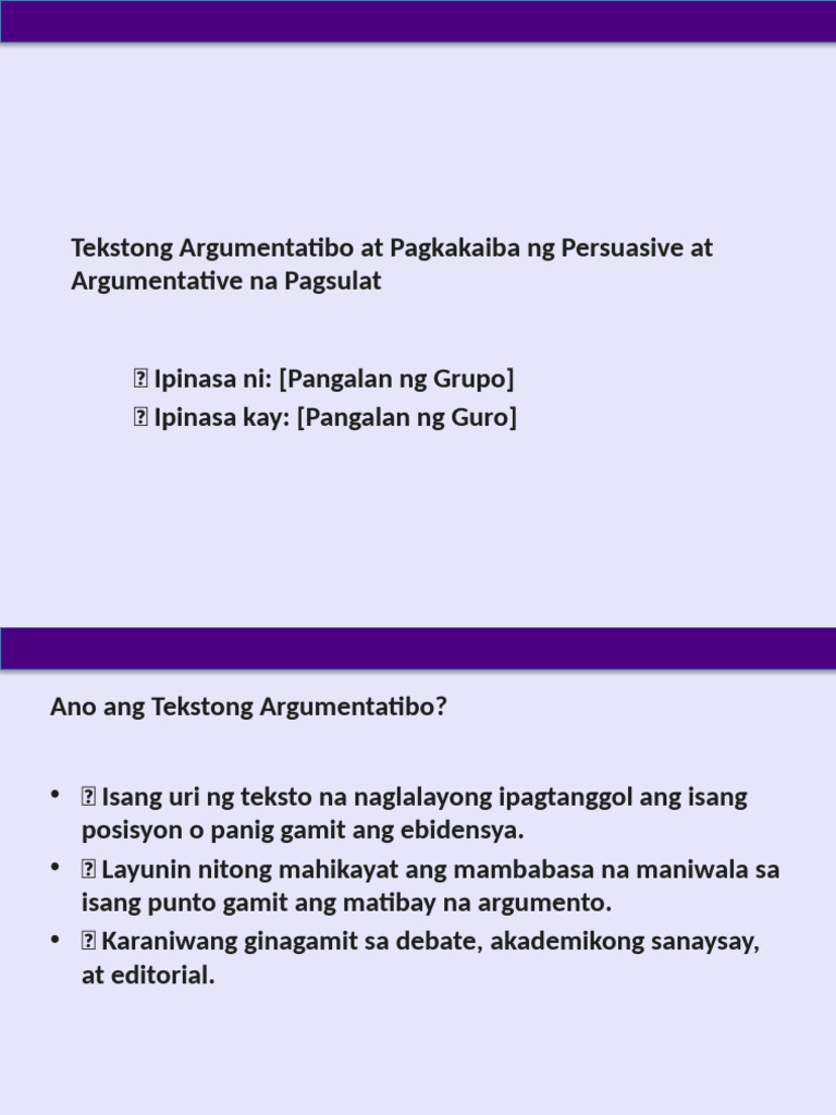 Tekstong Argumentatibo Designed | PDF
