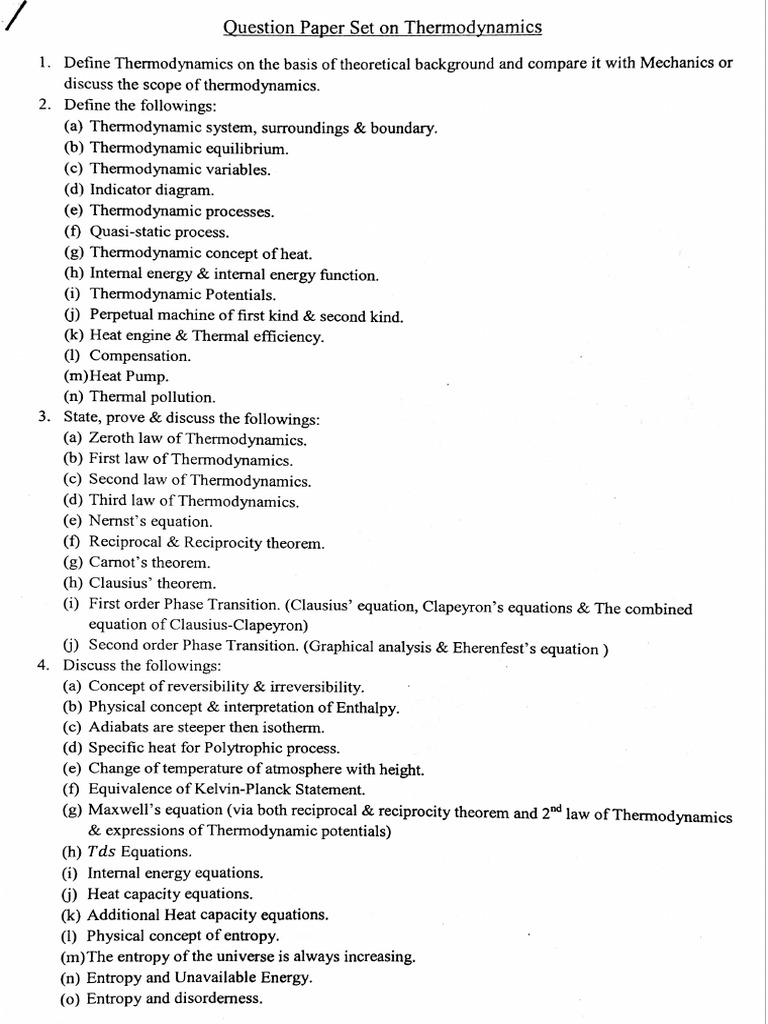Assignment On Thermodynamics | PDF