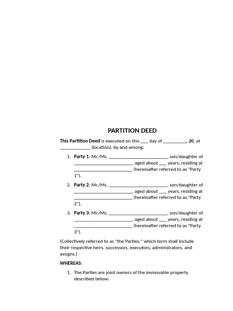 Partition Deed | PDF | Deed | Arbitration