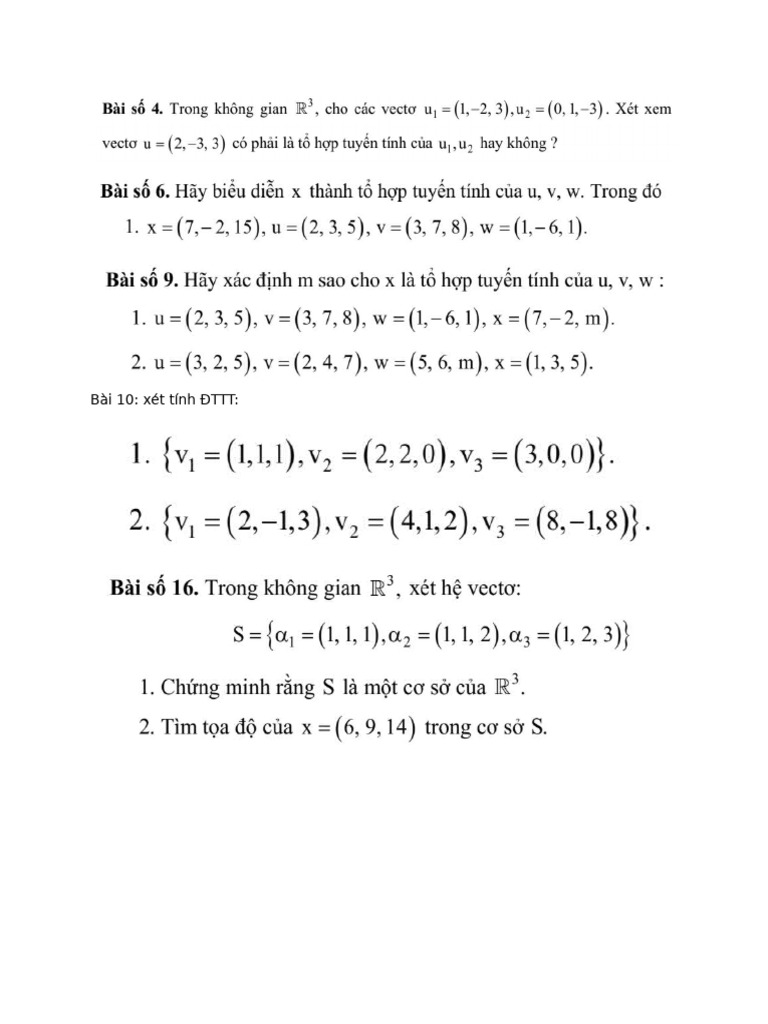 Luyện Tập Không Gian Vector | PDF