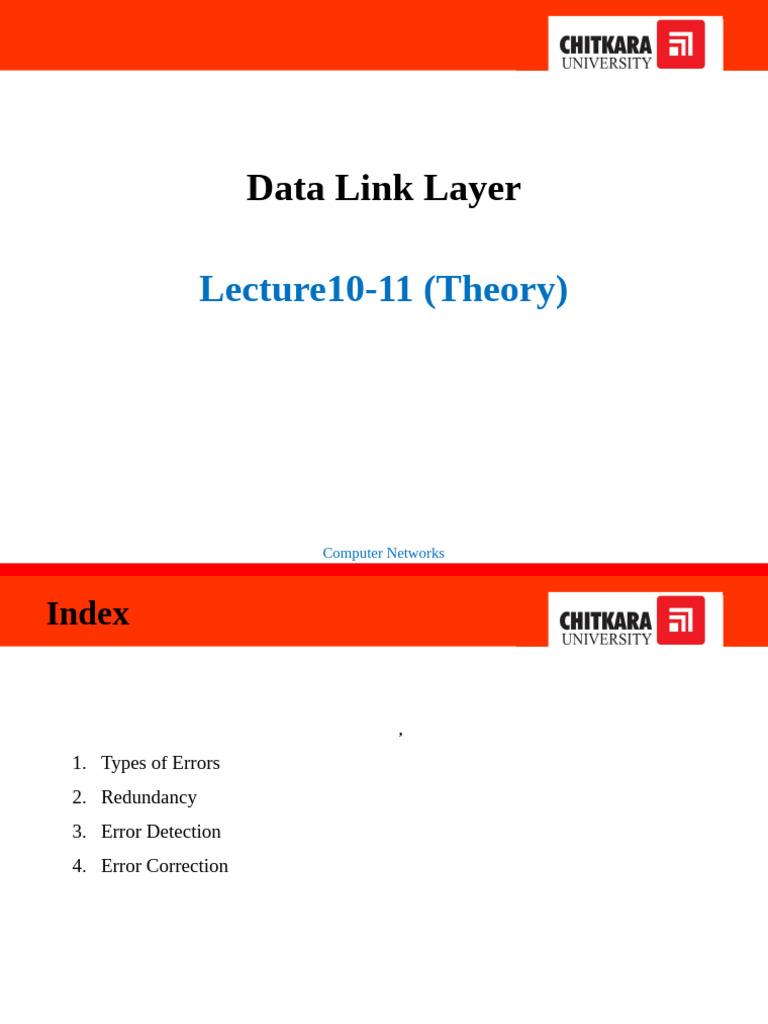 CN 10-11 Data Link Layer | PDF | Error Detection And Correction | Telecommunications