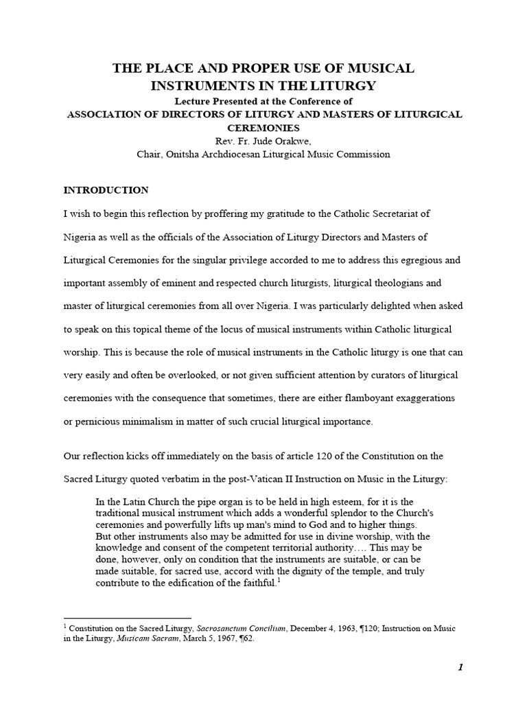 Musical Instruments in The Liturg3 | PDF | Catholic Church | Liturgy