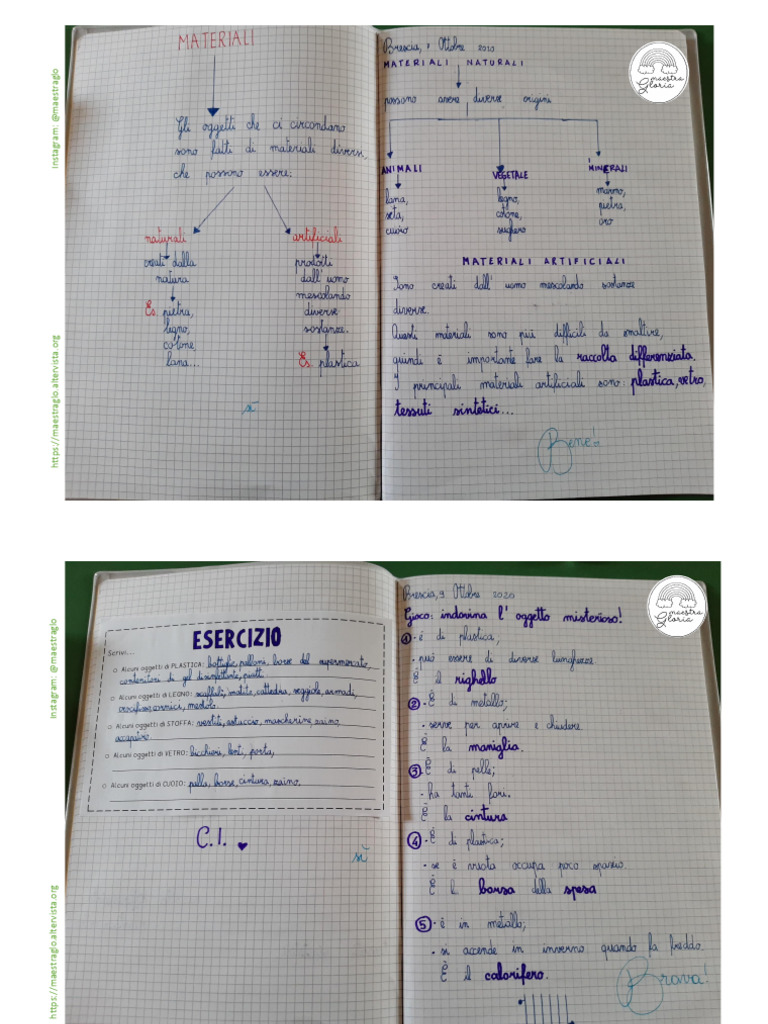 I Materiali Alcune Attivita Sul Quaderno @maestraglo | PDF
