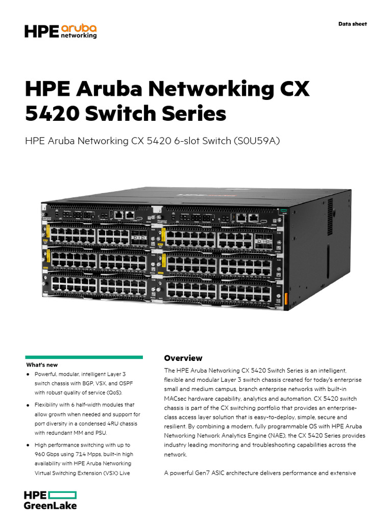 HPE Aruba Networking CX 5420 6-Slot Switch Data sheet-PSN1014857556WWEN ...