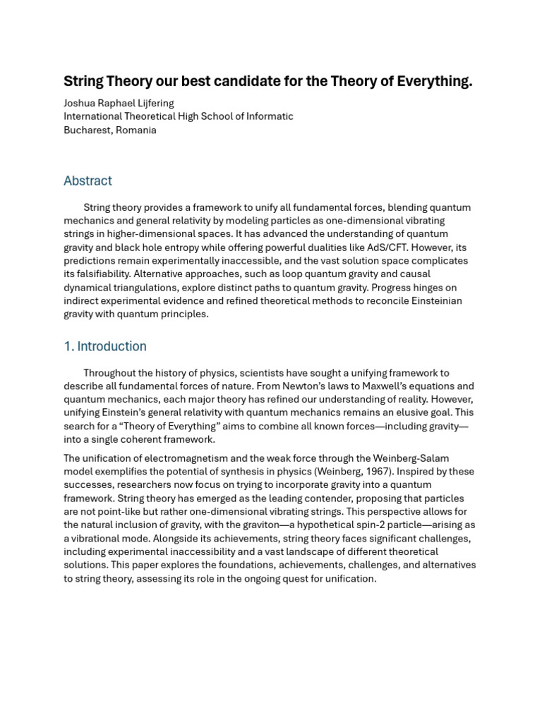 String Theory: A Path to Unification | PDF | String Theory | Quantum ...