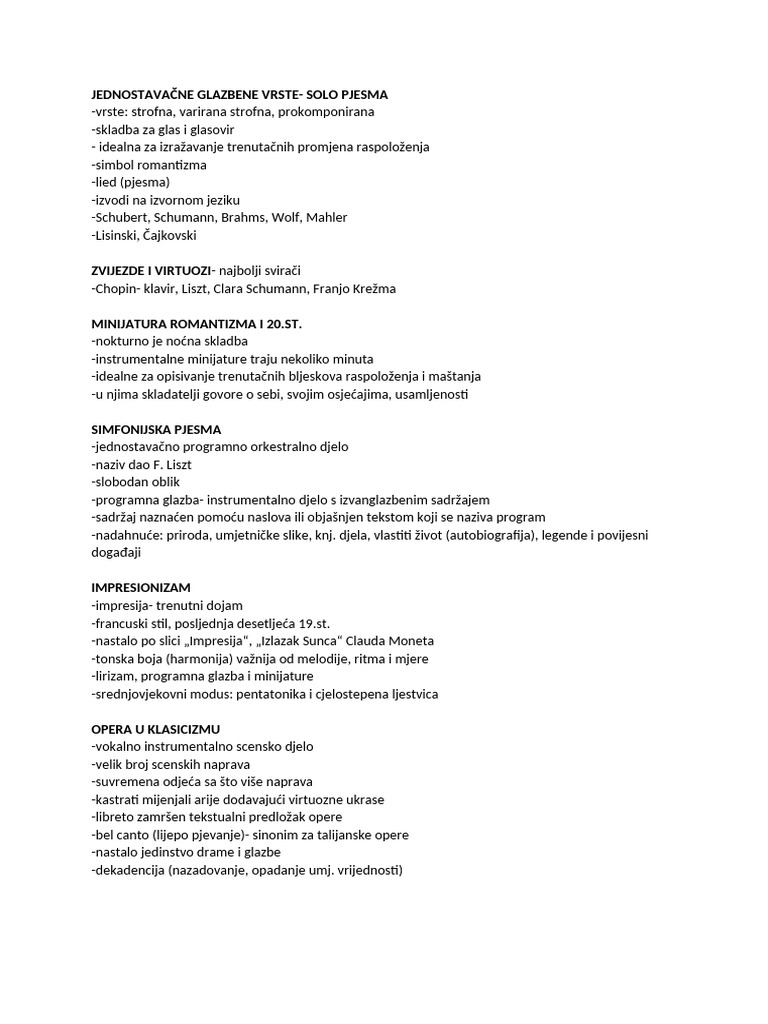 glazbeni skripta odgovaranje | PDF