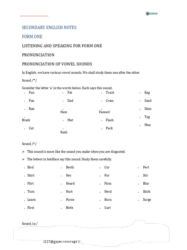 Form 1 English Notes 1 | PDF
