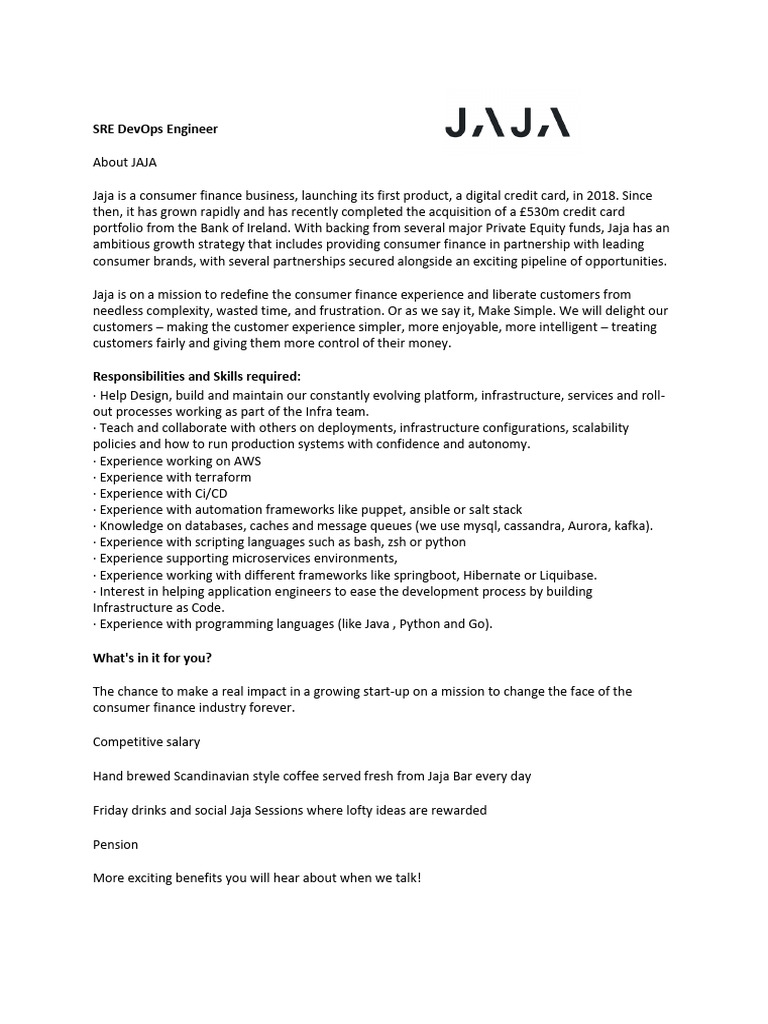JaJa - DevOps Engineer | PDF